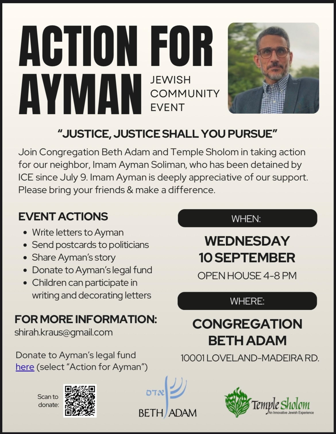 Cincinnati Synagogues Host Action Event for Ayman Soliman - Cincy Jewfolk